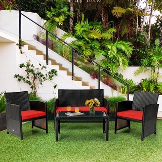 4-Piece Patio Rattan Cushioned Furniture Set - Bed Bath & Beyond - 37500624