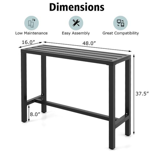 Costway Outdoor Metal Bar Table 48'' Patio Rectangular Counter Height ...