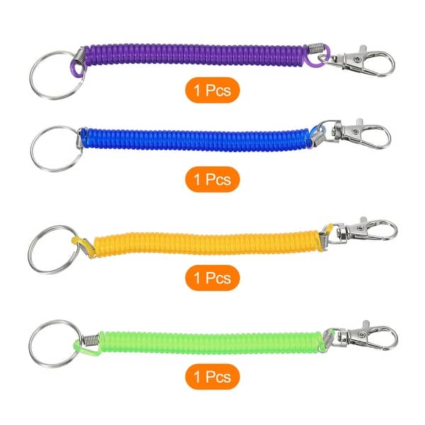 6.7" Spiral Retractable Spring Coil Keychain, Stretch Cord Key Ring ...