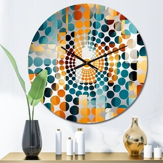 Designart "Orange And Teal Popart Pop Culture Pixels" Orange Striped ...