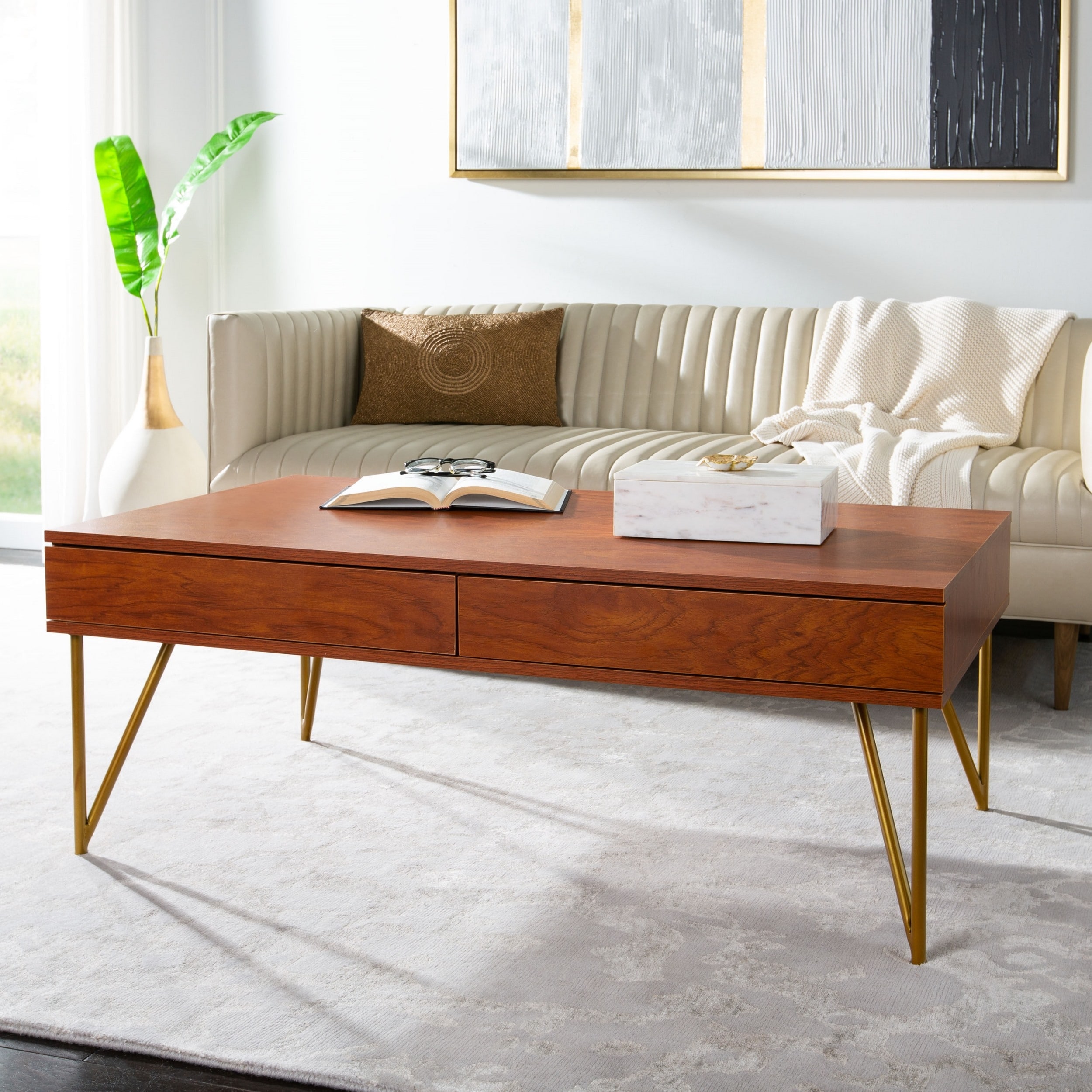 SAFAVIEH Pine Two Drawer Coffee Table 43.3 x 25.9 x 16.5 43.3 x 25.9 x 16.5 On Sale Bed Bath Beyond 29641275
