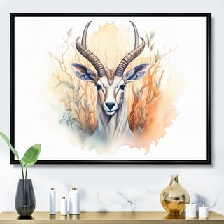 Designart "Graceful Antelope I" Animals Antelope Framed Wall Decor ...