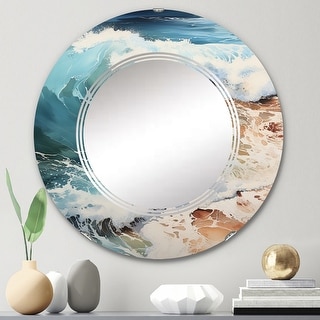 Designart "Soft Color Minimal Beach Wave I" Coastal Beach Wall Mounted ...