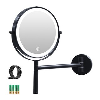 Mirror Wall Mounted LED Makeup Mirror swives in All Directions Black ...