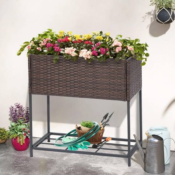Raised Garden Beds Outdoor with Legs Handmade Wicker Planter Box with ...