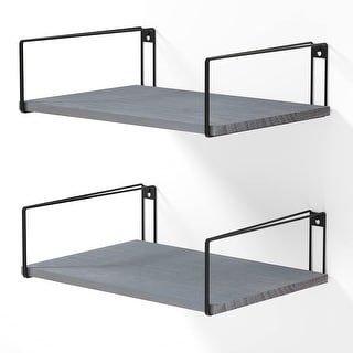 Wide Floating Shelves, Rustic Wood Wall Shelves Set of 2, Wall Mounted ...