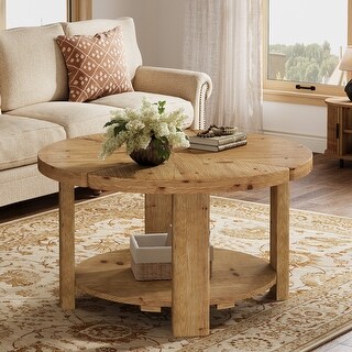 Solid Wood Coffee Table, Storage Boho Center Accent Table, Living Room ...