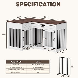 Multi-Functional Corner Dog Crate Two Drawers Storage Cabinet Table ...
