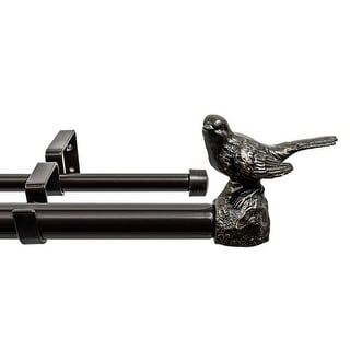 MERIVILLE 1-Inch Diameter Double Window Curtain Rod, Bird Finials - Bed ...
