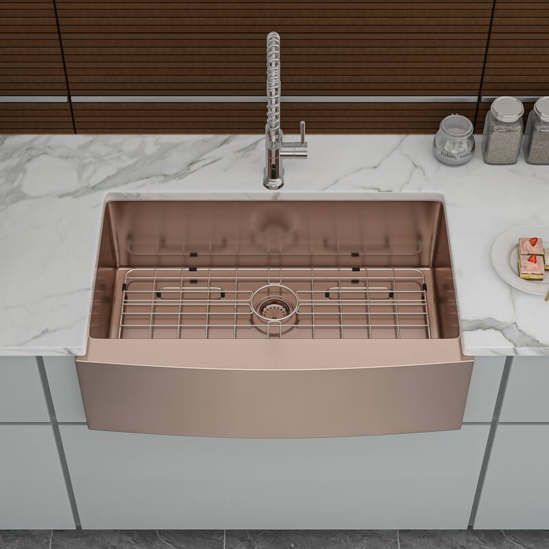 36 Rose Gold Farmhouse Sink - 36 Inch Kitchen Sink Stainless Steel 16 ...