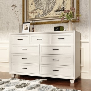 9-Drawer Side Table Buffet Dresser with Solid Wood Legs, Beveled Drawer ...