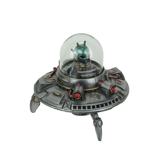 Luminescence Visitor Ufo Flying Saucer Pewter Finish Resin Statue - 5 X ...