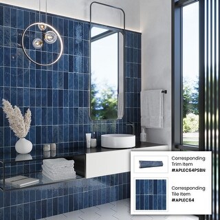 Apollo tile 2.5" x 8" Chateau Glossy Dark Blue Ceramic Tile (5.38 sq ft ...