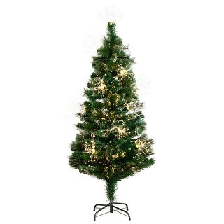 5' Pre-Lit Fiber Optic Artificial Christmas Tree, Warm White LED Lights ...