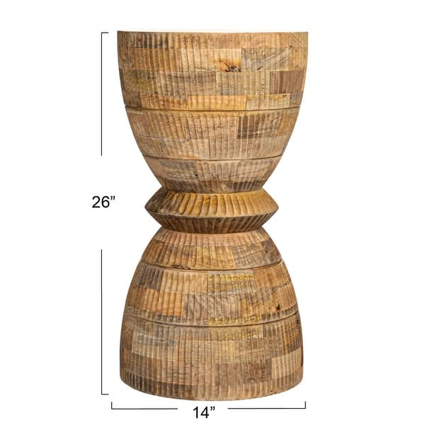 Hand-Carved Mango Wood Stool - 14.0"L x 14.0"W x 26.0"H - Bed Bath ...
