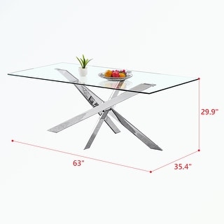 Rectangular Tempered Glass Dining Table, For 6 People - Bed Bath ...