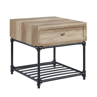 1 Drawer and 1 Shelf Wood End Table in Oak and Sandy Black - Bed Bath ...
