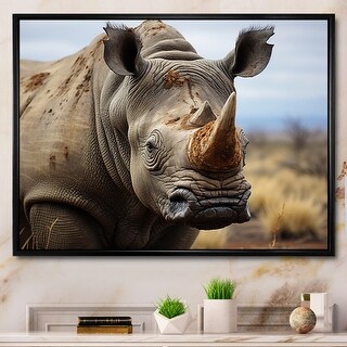 Designart "Rhinoceros Monochrome Portrait" Animals Framed Wall Art ...