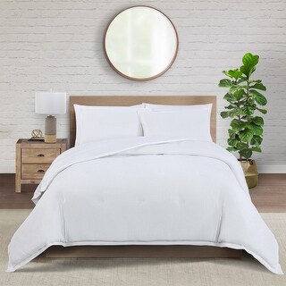 WellBeing By Sunham Poly Cotton Waffle Comforter Set - Bed Bath ...