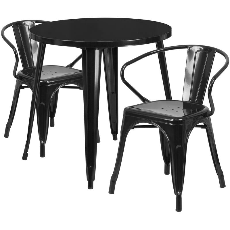 30'-inch Round Metal Indoor-Outdoor Table Set - Overstock - 13532479