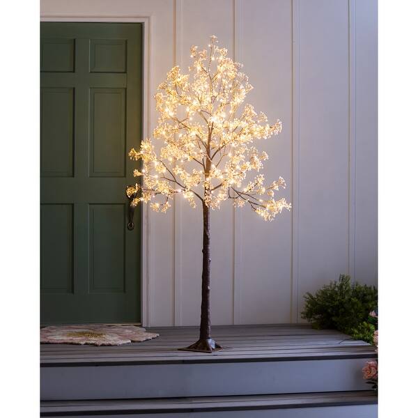 6 ft. Indoor/Outdoor Electric Lighted Artificial Gypsophila Twig Tree ...