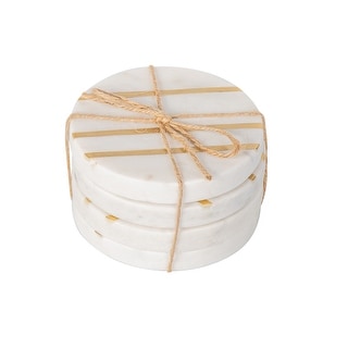 Marble Circle Brass Inlay Coaster Set - Bed Bath & Beyond - 38412778