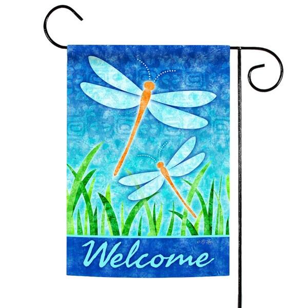 Blue and Green "Welcome" Outdoor Rectangular Mini Garden Flag 18" x 12. ...