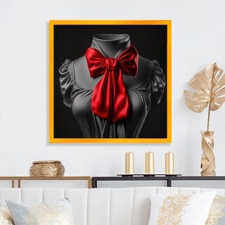 Designart "Vintage Red Ribbon Fashion Bust" Fashion Woman Framed Art ...