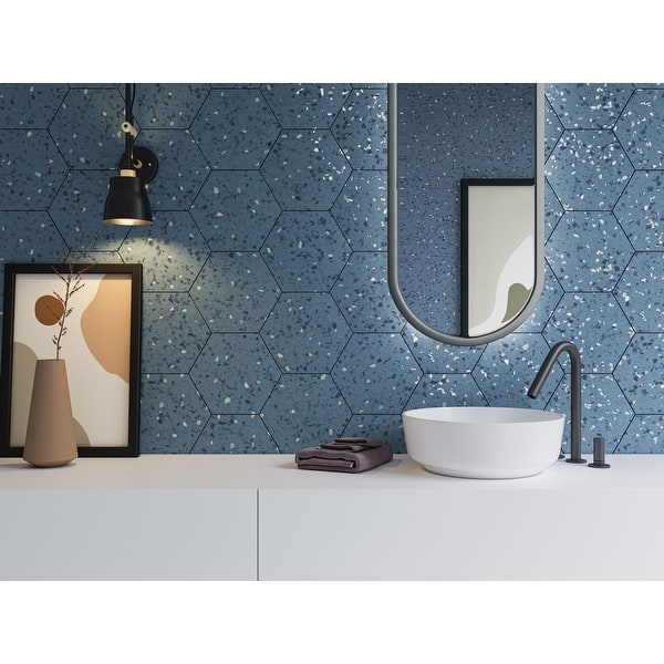 Industry Tile 8x10 Hexagon Spark Blue Porcelain Tile - Bed Bath ...