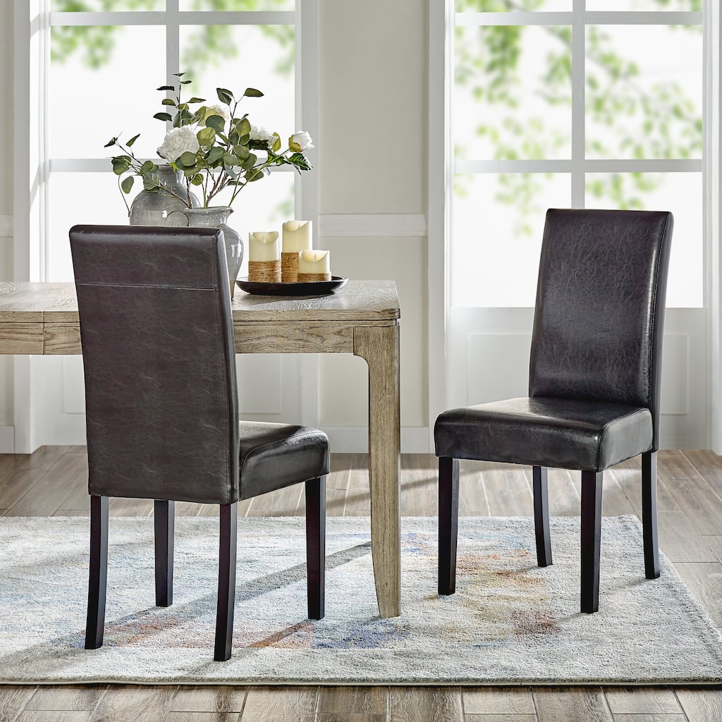 Monsoon Villa Faux Leather Parson Dining Chairs (Set of 2) - Overstock ...