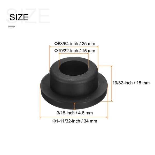 Rubber Grommet Mount Dia Round T Type for Wire, Pipe Protection - Black ...