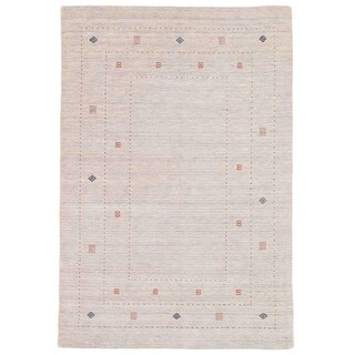 ECARPETGALLERY Hand Loomed Gabbeh Luribaft Light Grey Wool Rug - 6'1 x ...