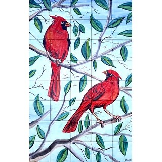 30in x 48in Mosaic Tile Ceramic Wall Mural 40pc Red Cardinal Design ...