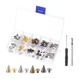 50 Sets Cone Spikes 10mm 4 Colors with 2pcs Install Tools & Storage Box ...