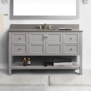 Proox 60 in.Bathroom Quartz top Vanity Single Square Ceramic sink - Bed ...