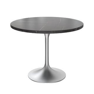 Verve Series 36" Round Stone Dining Table with Brushed Chrome Base ...