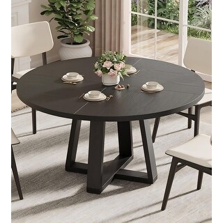 Round Dining Table for 4-6 People,47" Dining Room Table with Wooden ...