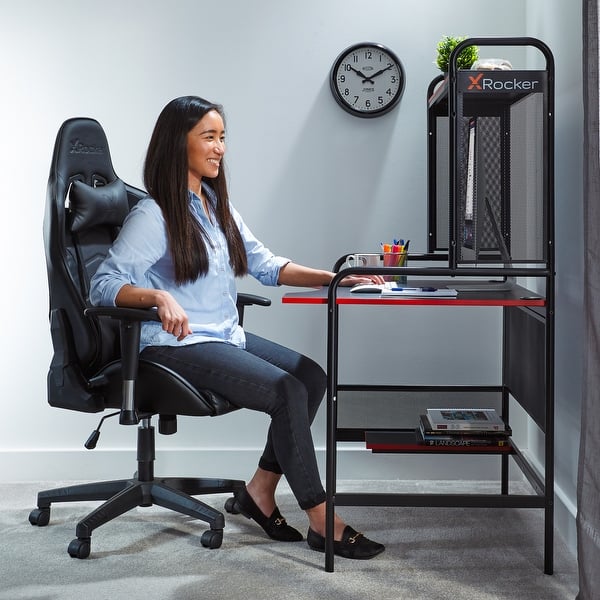 X Rocker iCarus Steel Gaming Desk with Melamine Wood Surface - Bed Bath ...