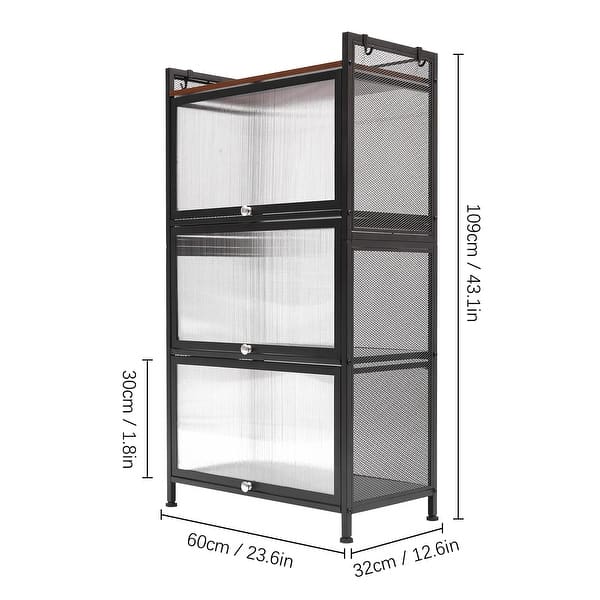 3 Tier Kitchen Storage Cabinet Freestanding Closet Organizer Sideboard ...