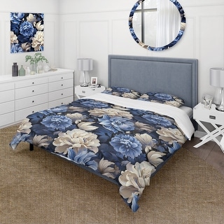 Designart "Cobalt Blue Brocade Victorian Pattern II" Cottage Bedding ...