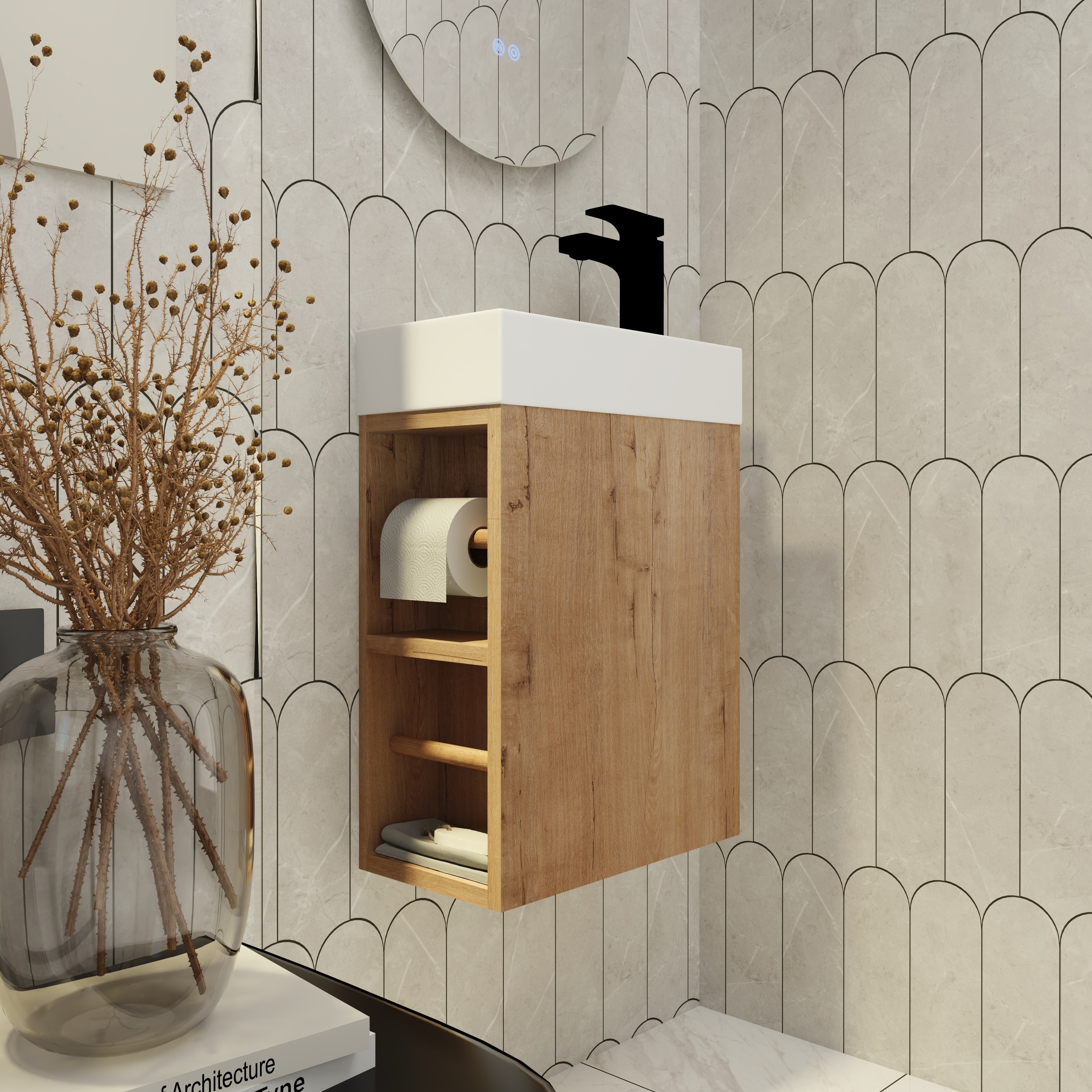 ARTCHIRLY 16/18 Inch Mini Bathroom Vanity with Sink for Small Bathroom ...