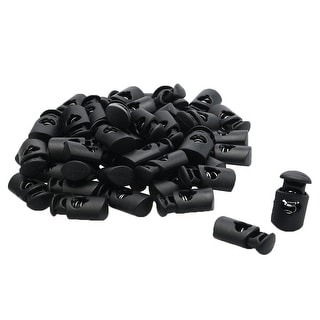 Black 6mm Dia Cylindrical Spring Clip Cord Locks Stopper Toggles 50pcs ...