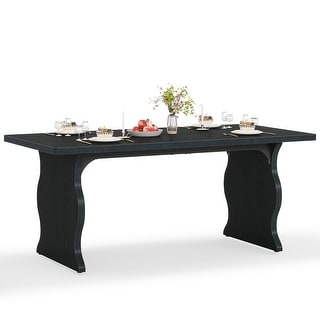 Black Dining Table for 4-6, 63" Modern Rectangular Kitchen Table Dinner ...