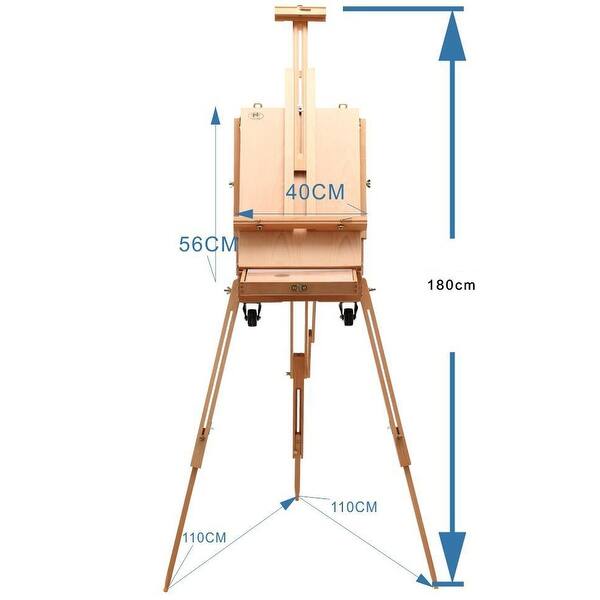 Beech Portable Rolling Sketch Box Oil Painting Easel with Palette ...