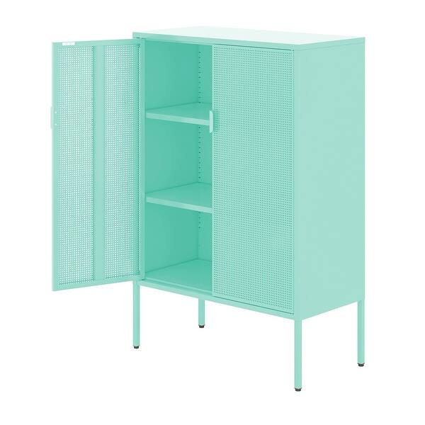 Free-Standing Metal Storage Locker Cabinet with Adjustable Shelves ...
