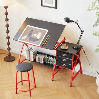 Drafting Table Red with Stool - Bed Bath & Beyond - 40818721