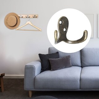 4pcs Dual Robe Hooks Zinc Alloy Hook Wall Bedroom Holder w Screws ...