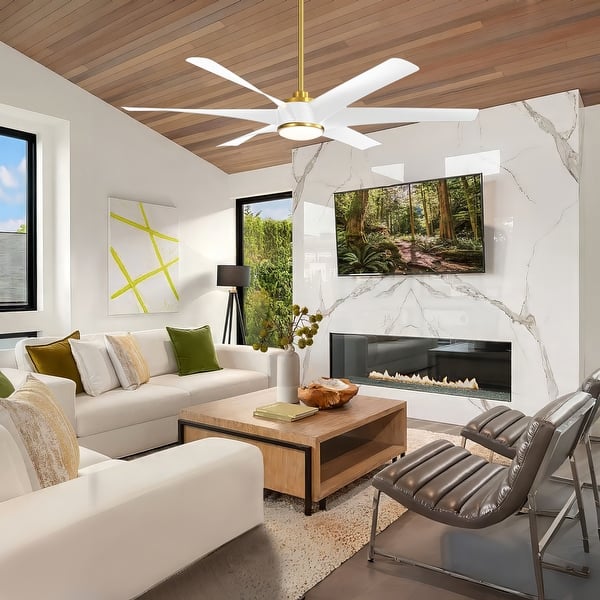 65-in Gold Large Indoor Ceiling Fan with Light Remote-6 blade - On Sale ...