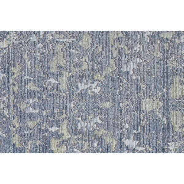 2' X 3' Blue Gray And Silver Abstract Distressed Area Rug With Fringe ...