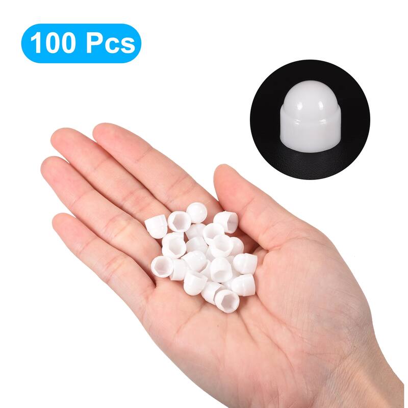 Plastic Dome Bolt Nut Protection Cap M4 / 7mm Hex Screw Cover White ...